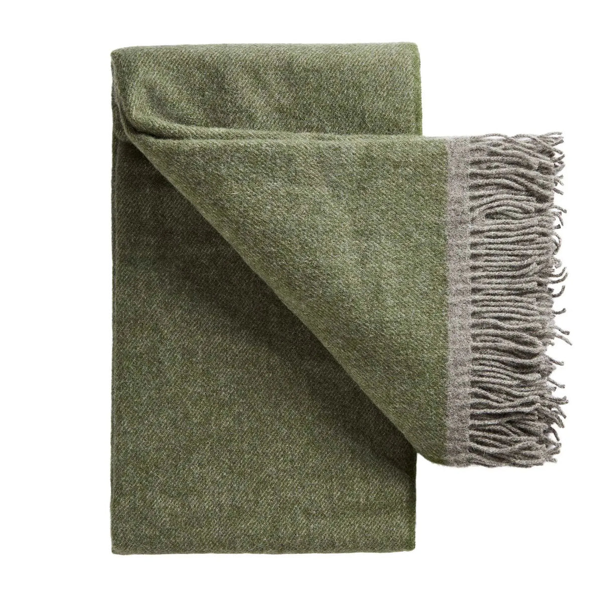 Manta de lana Escandinava Verde con Rayas - Mantas de lana - White+Grey